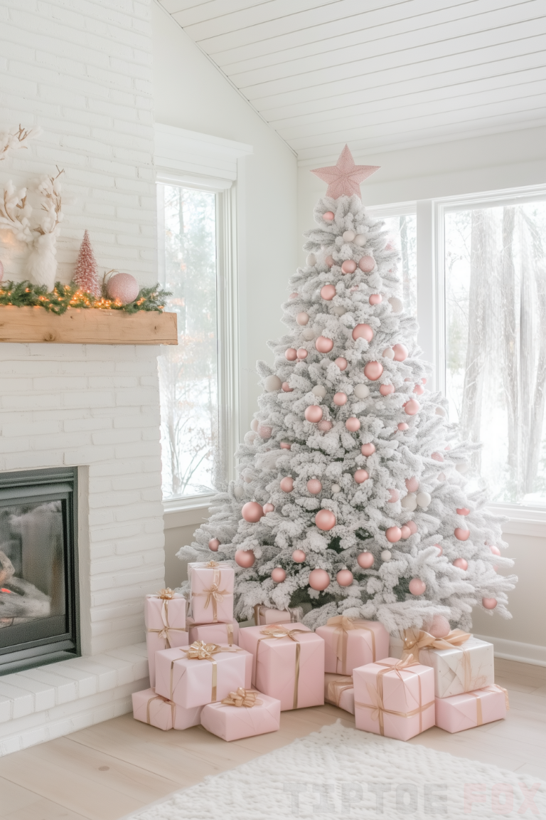 30+ White Christmas Tree with Pink Decoration Ideas to Make Your ...